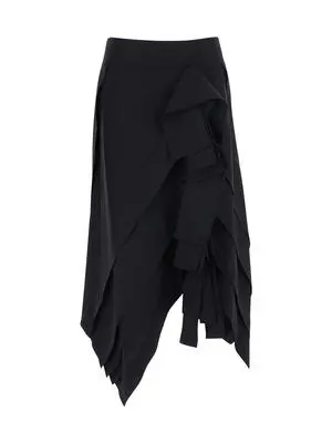 Bottega Veneta Wool Ruffle Midi Skirt - Multicolor