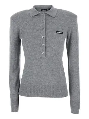 ROTATE BY BIRGER CHRISTENSEN Wool Long Sleeve Polo - Multicolor