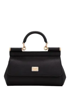 Dolce & Gabbana Sicily Grained Leather Handbag - Black