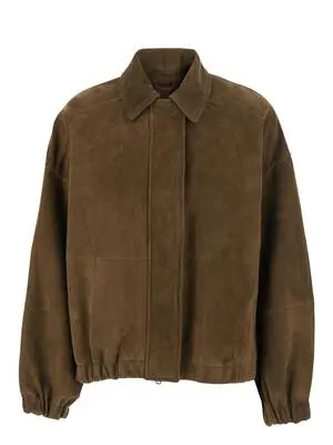 Brunello Cucinelli Suede Jacket With Classic Collar - Multicolor