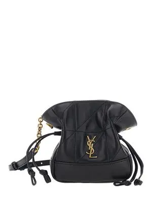 Saint Laurent Leather Crossbody Bag With Cassandre Plaque - Black