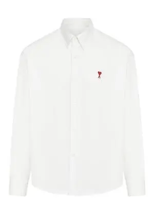 AMI Paris White Cotton Button-down De Coeur Shirt - Multicolor