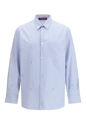 Gucci Striped Cotton Poplin Shirt - Blue