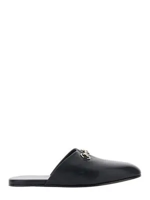 Gucci Smooth Leather Horsebit Mule - Black