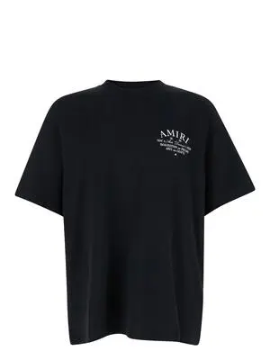 Amiri Black Crewneck T-shirt With Arts District Logo Print In Cotton - Multicolor