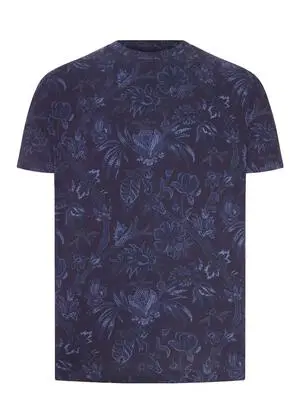 Etro Cotton Jersey T-shirt With Floral Paisley Pattern - Blue