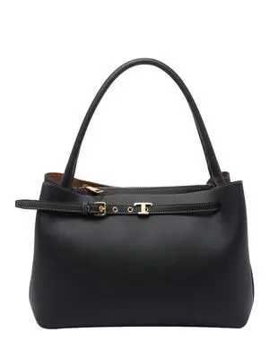 TOD'S Small T Signature Leather Handbag - Black
