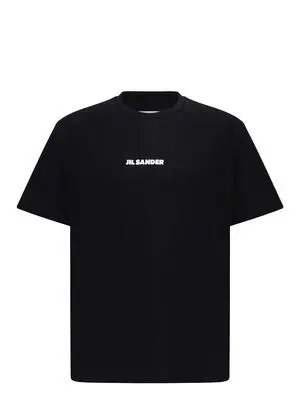 JIL SANDER Crewneck Cotton T-shirt With Printed Logo - Black