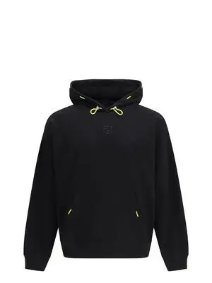 Fendi Cotton Hooded Sweatshirt With Embroidered Logo - Black