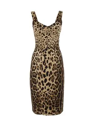 Dolce & Gabbana Stretch Silk Blend Midi Dress - Multicolor