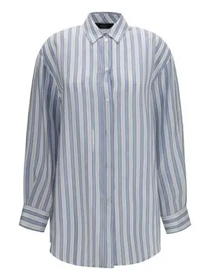 Gucci Baiadera Silk Jacquard Shirt - Blue