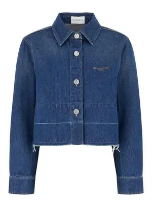 Givenchy Cropped Denim Button Up Shirt - Multicolor