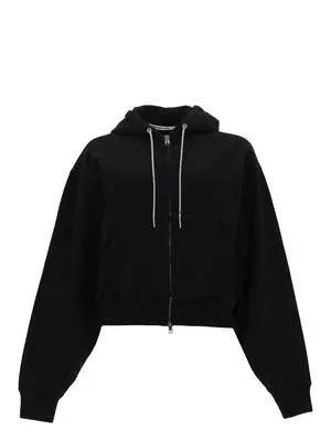 Alexander Wang Cropped Zip-up Hoodie - Black