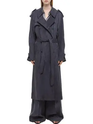 Helmut Lang Fluid Microsuede Trench Coat - Grey