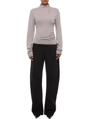 HELMUT LANG Helmut Lang Wool Long-Sleeve Button Mock Neck Top