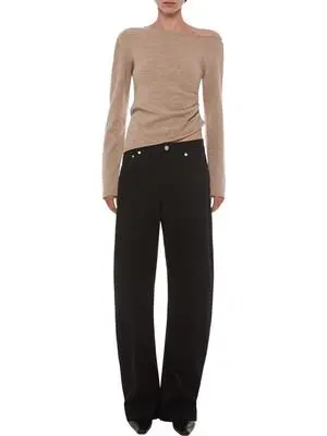 Helmut Lang Wool Asymmetric Drape Top - Neutral