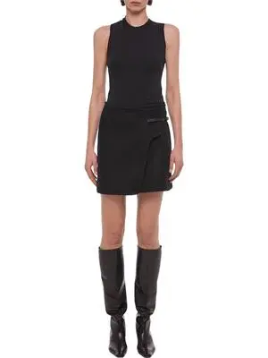 Helmut Lang Twill Saddle Mini Wrap Skirt - Black