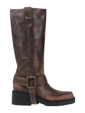 VIC MATIE Dark Leather Knee High Boots - Brown