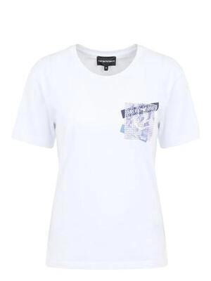 Emporio Armani Cotton Jersey T-shirt With Appliqué And Sequins - White
