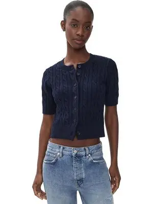 FAVORITE DAUGHTER The Cafe Cable Cardigan - Navy