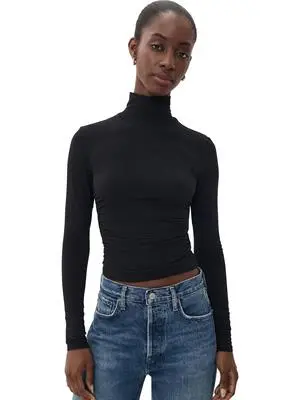 JAMES PERSE Melange Jersey Turtleneck - Black
