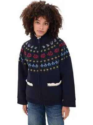 Sea Preston Knit Sherpa Lined Jacket - Navy