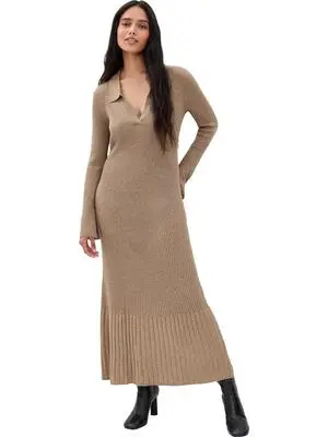 O.P.T Nicole Ribbed Knit Dress - Mocha