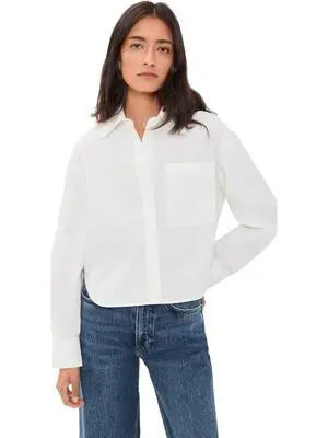 ANINE BING Scott Cropped Shirt - White