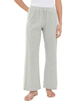 Donni. The Cotton Gingham Stripe Crop Pants - Dill