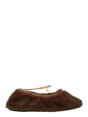 Stella McCartney Mink Ankle Chain Ballerina Flats Brown