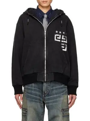 Givenchy Logo Zipper Denim Coat - Black