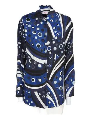 Emilio Pucci Fontane-printed Long-sleeved Shirt - Blue