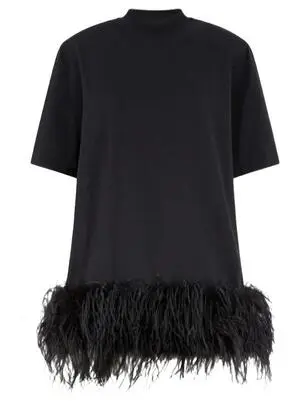 Attico Short Sleeve Crewneck Dress - Black