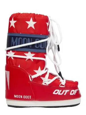 Moon Boot Icon Retrobiker Lace-up Snow Boots - Red