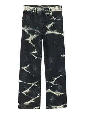 PURPLE BRAND P018 Marble Coated Wide-leg Jeans - Black