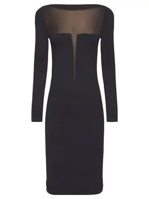 Wolford Sheer Panel Midi Dress - Black