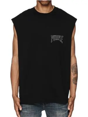 PURPLE BRAND Fight-print Cotton Tank Top - Black