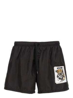 Moschino Teddy Printed Swim Shorts - Black