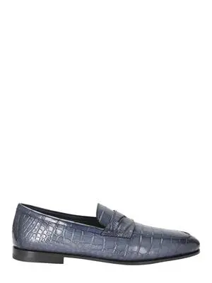 Santoni Crocodile Carlos Penny Loafers - Navy