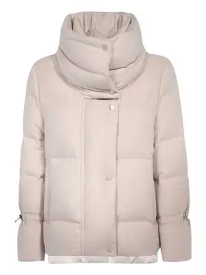 MOORER High-collar Long-sleeved Coat - Nude