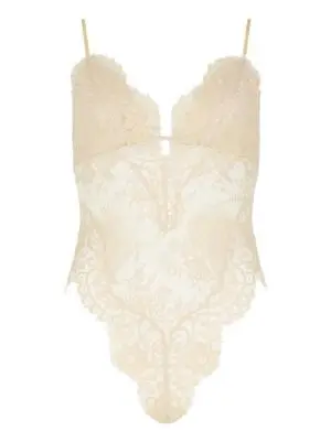 Zimmermann Zimmermann Illustration Semi-Sheer Lace Bodysuit Cream