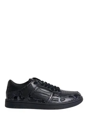 Amiri Leather Python-print Skel Top Low Sneakers - Black