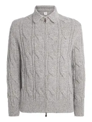 Eleventy Wool-blend Zip-up Cardigan - Grey