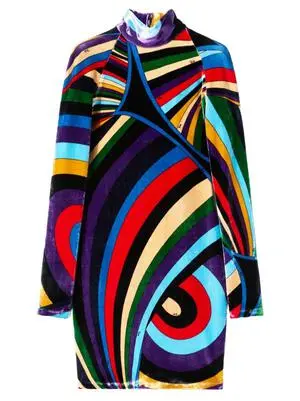 Emilio Pucci Iride-print Velvet Mini Dress - Black/multicolor