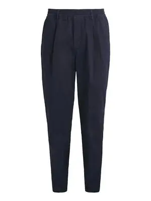 Eleventy Stretch-cotton Pleated Straight Trousers - Blue