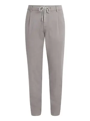 Eleventy Eleventy Twill Drawstring Pleated Straight Trousers Green