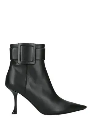 ROGER VIVIER Leather Ankle Boots With Buckle Detail - Black
