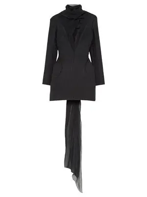 Alexander McQueen Tweed Tie-neck Mini Dress - Black