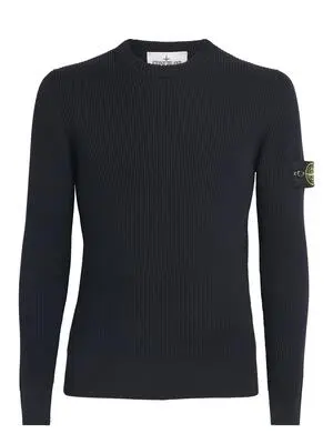Stone Island Wool Compass Sweater - Navy