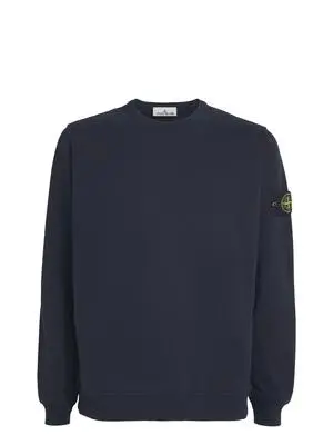 Stone Island Cotton Compass Logo Sweatshirt - Navy